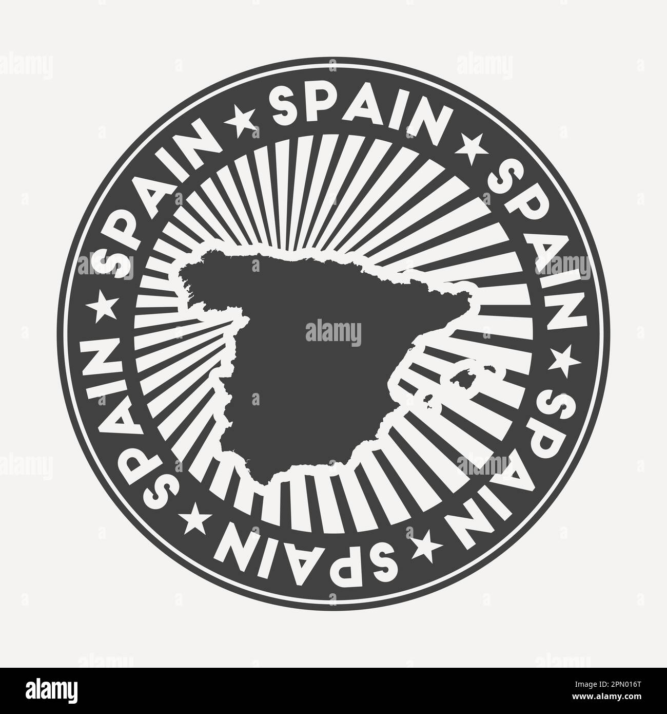 Spain round logo. Vintage travel badge with the circular name and map ...
