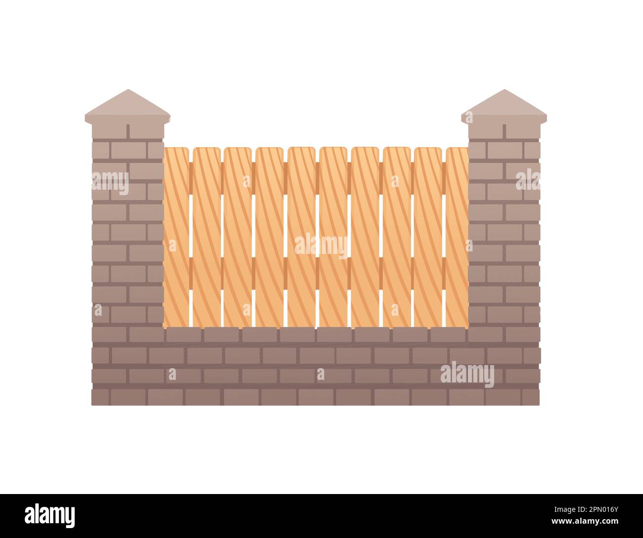 Wooden brick fence vector illustration isolated on white background ...
