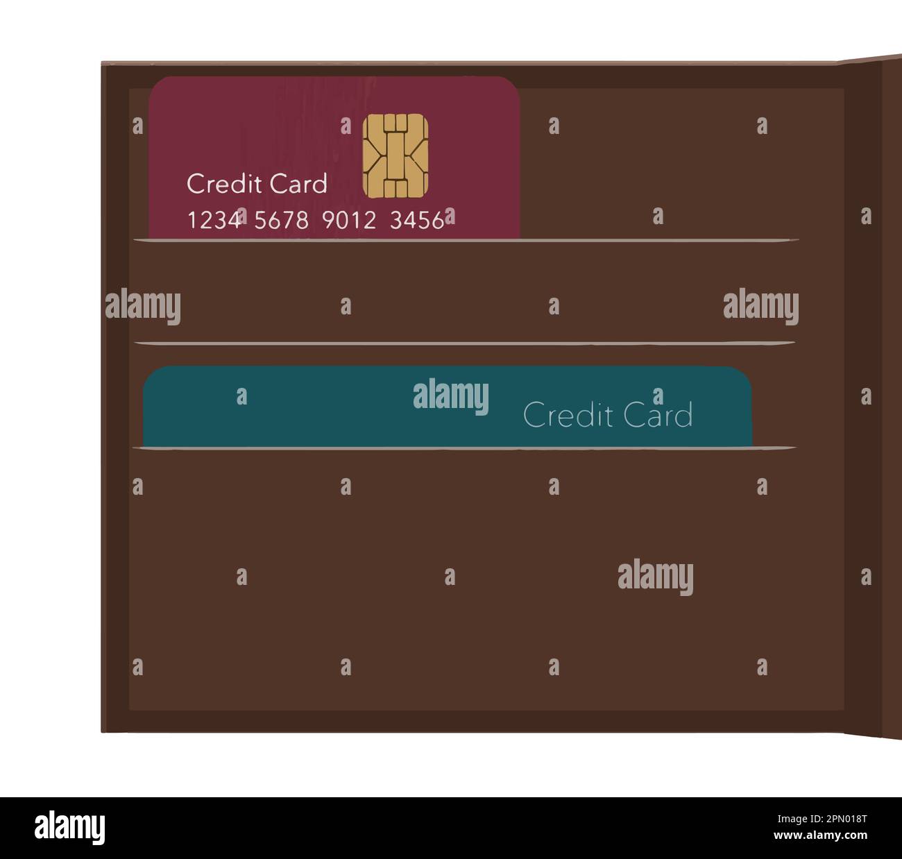 Two credit cards, one horizontal and the other vertical are seen in a ...
