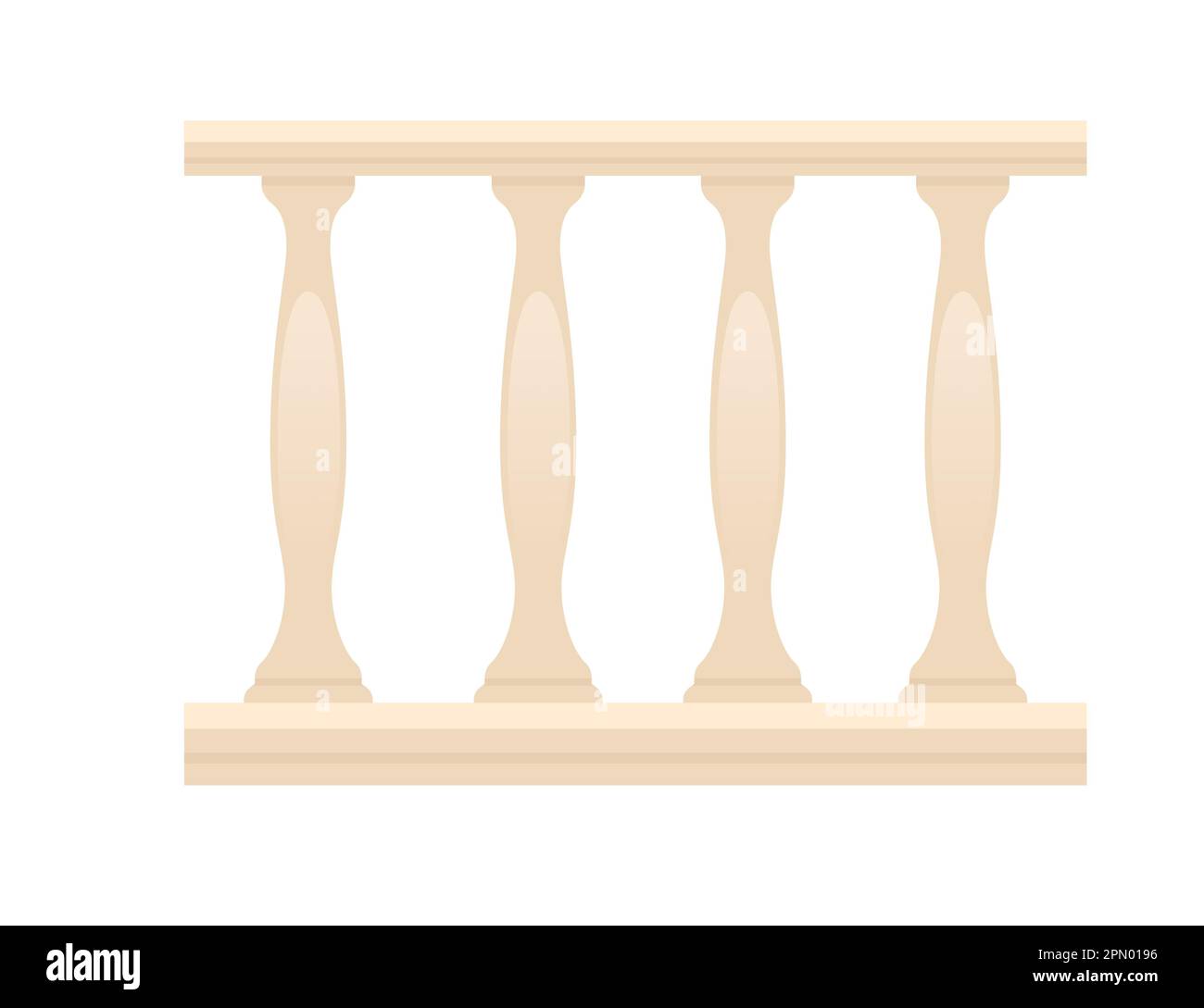 White marble balustrade vector illustration isolated on white ...
