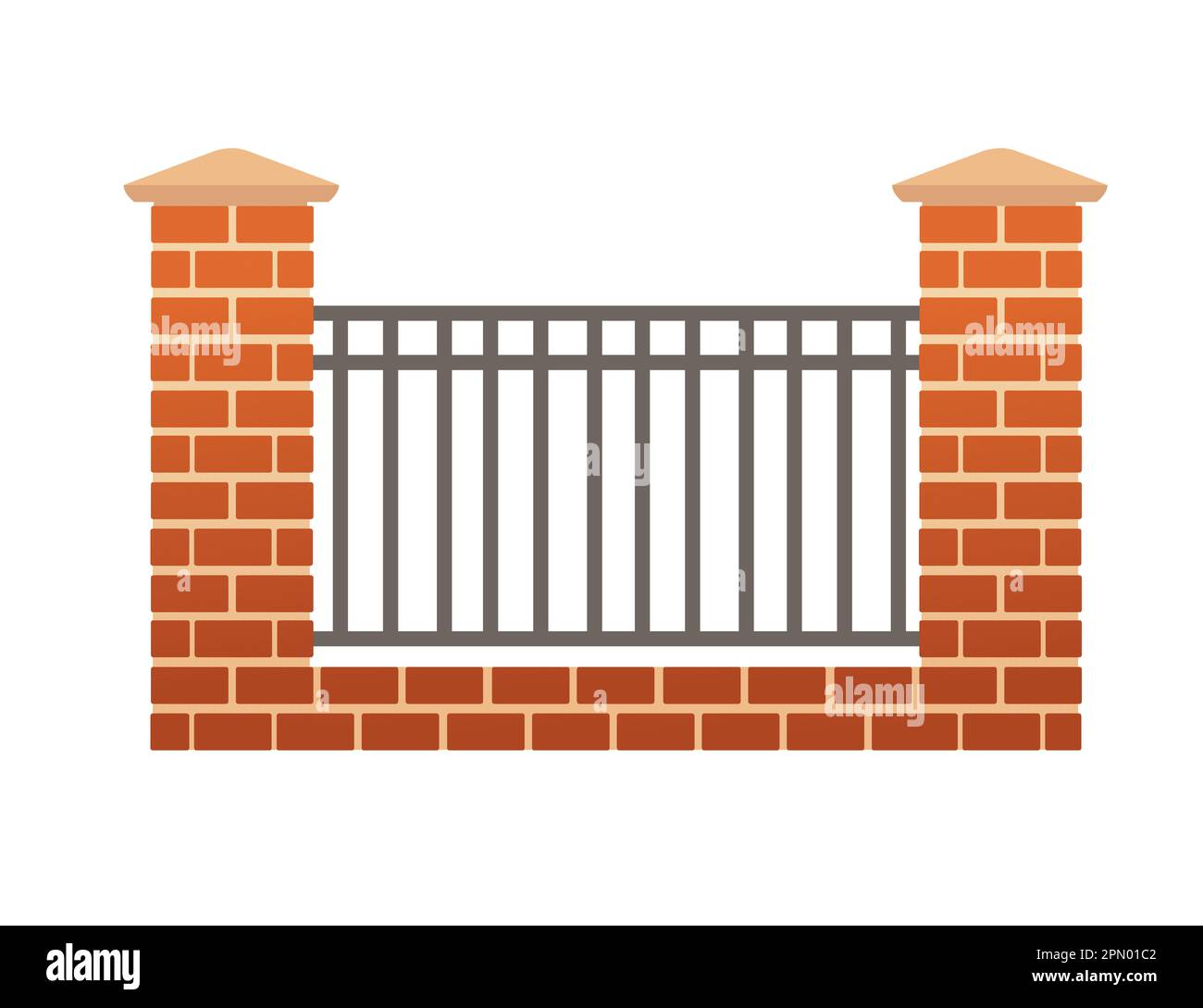 Wooden brick fence vector illustration isolated on white background ...