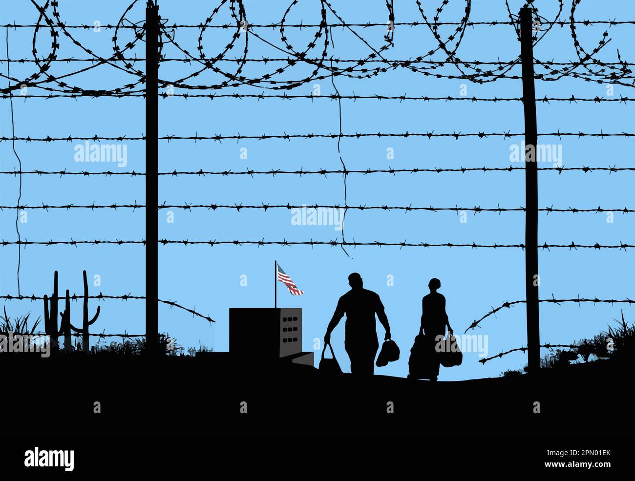 Immigration policy the wall Stock Vector Images - Alamy