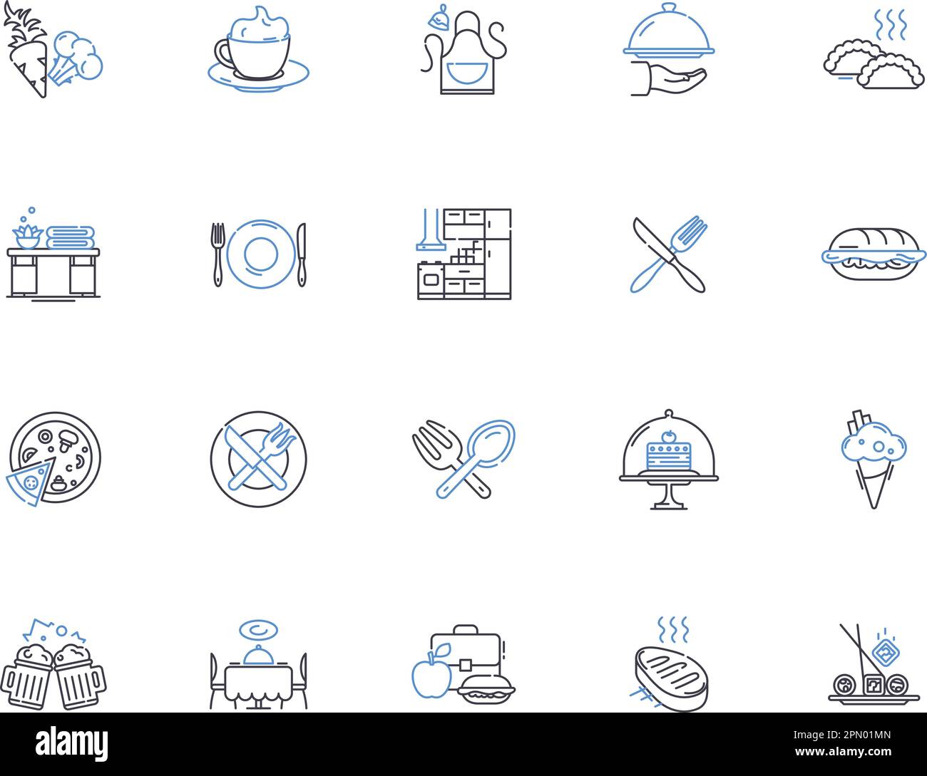 Cooking outline icons collection. Baking, Boiling, Frying, Roasting ...