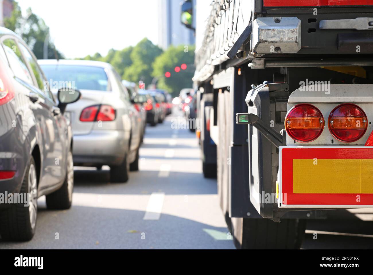 traffic jam with truck in Hamburg Stock Photo - Alamy