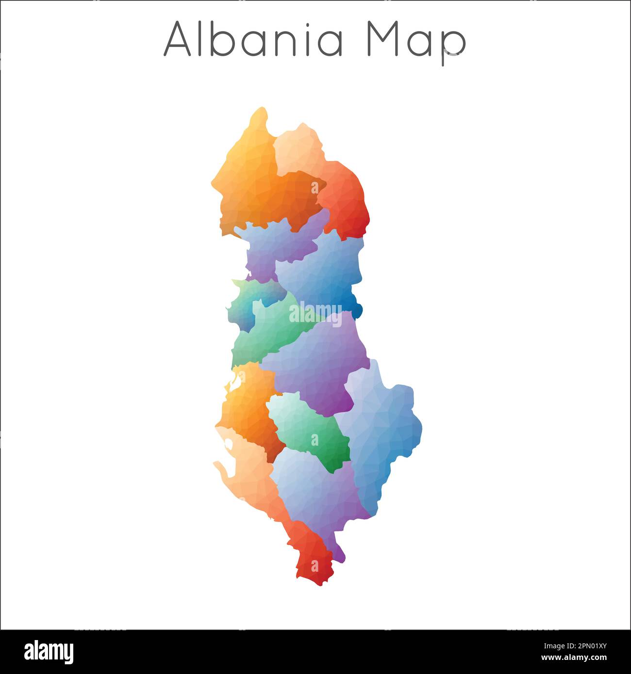 Low Poly map of Albania. Albania geometric polygonal, mosaic style map ...
