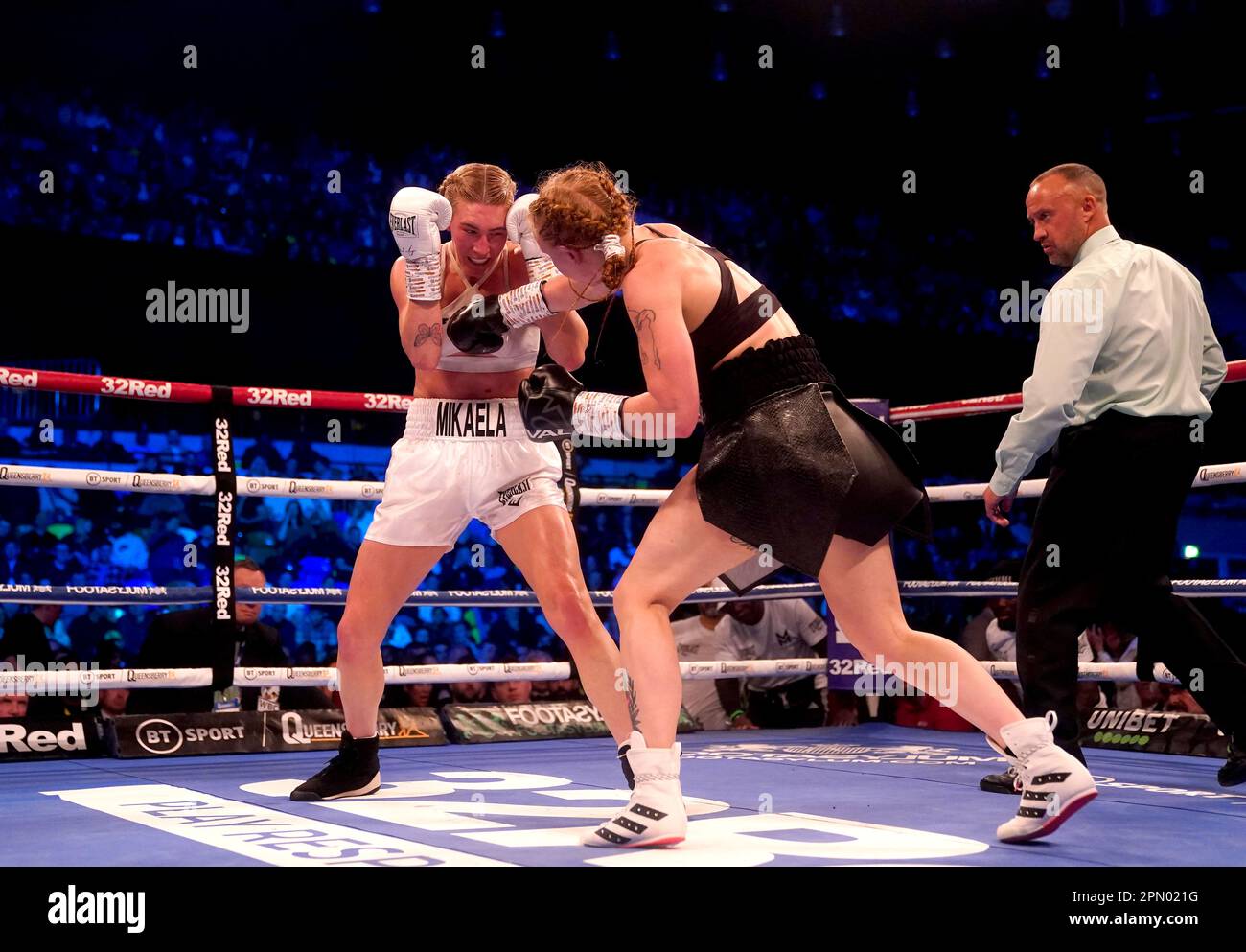 Mikaela Mayer (left) in action against Lucy Wildheart during their WBC ...