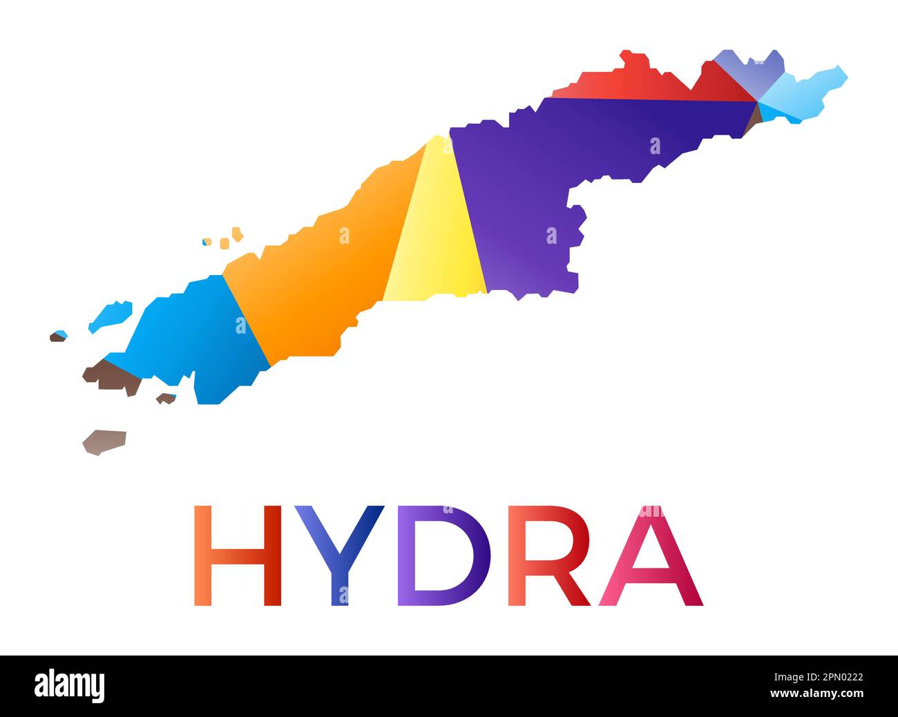 Bright colored Hydra shape. Multicolor geometric style island logo ...