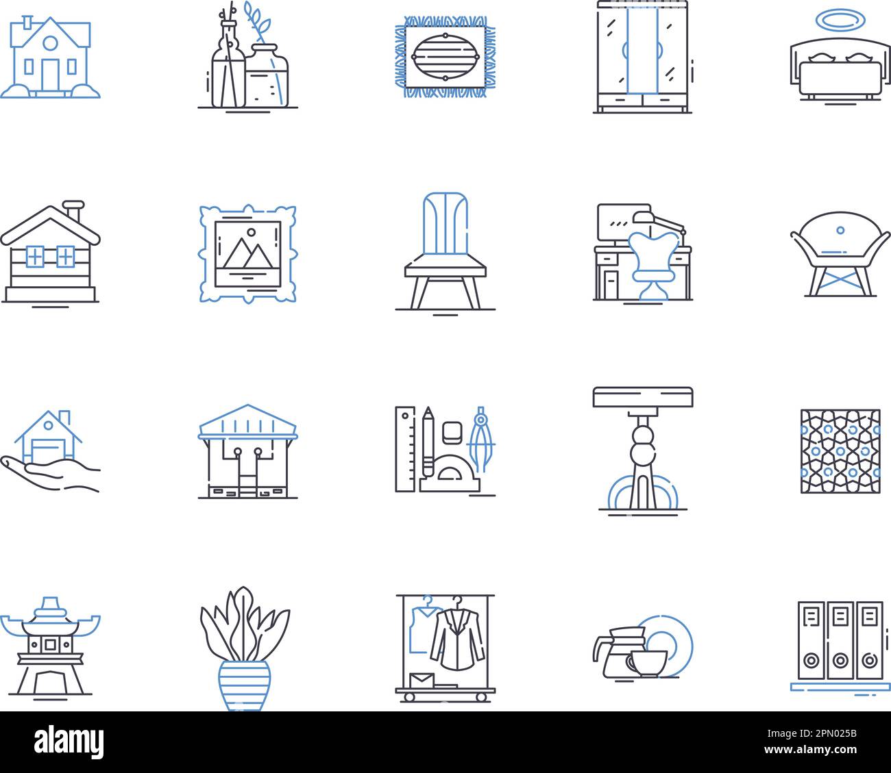 Interior design and renovation outline icons collection. Decorating ...