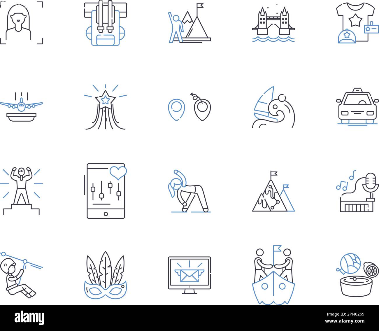 Travel agency outline icons collection. Travel, Agency, Tour, Vacation ...