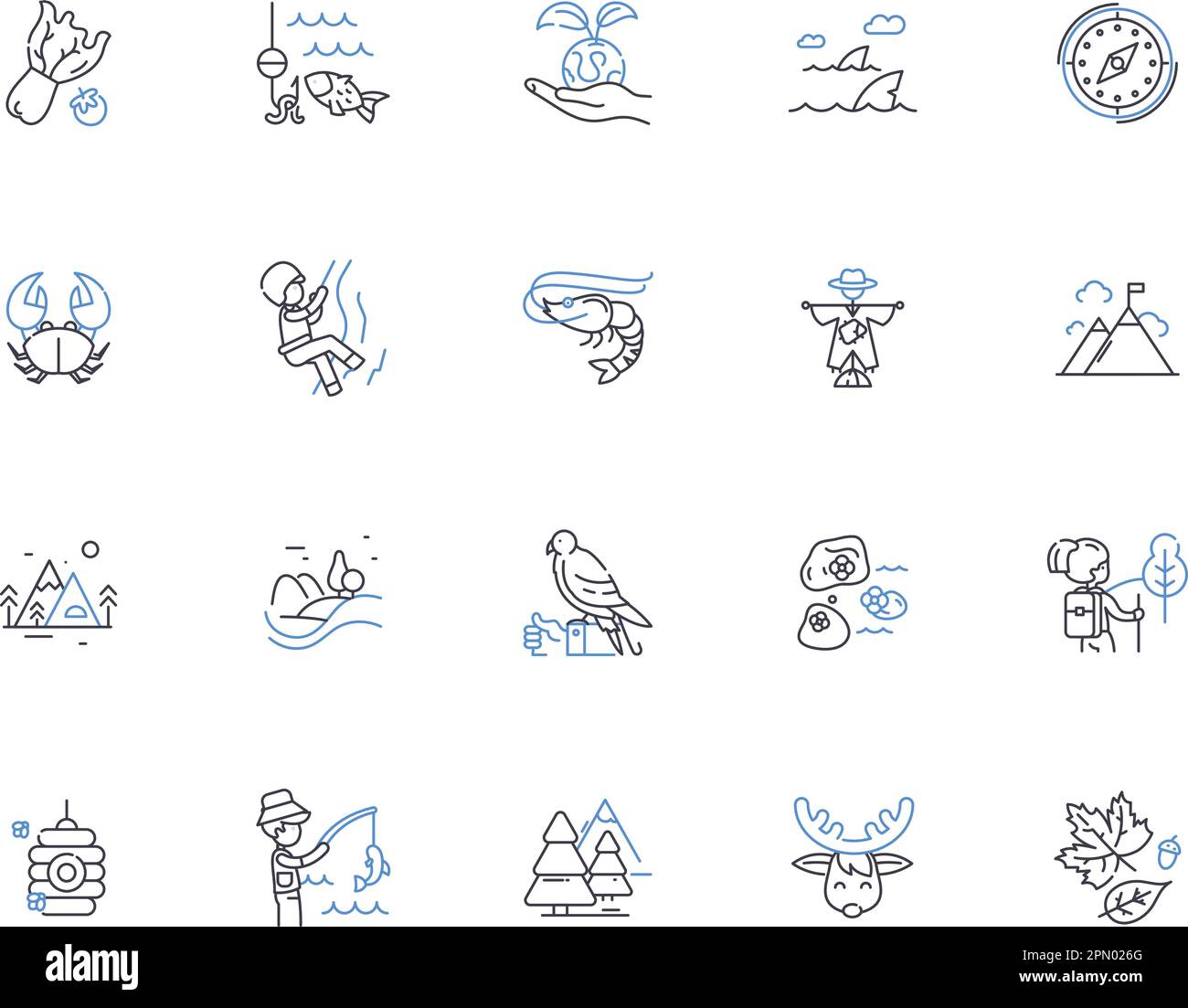 Wild nature outline icons collection. Wild, Nature, Animals, Wilderness ...