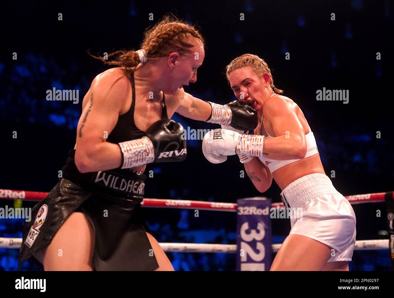 Mikaela Mayer (right) in action against Lucy Wildheart during their WBC ...
