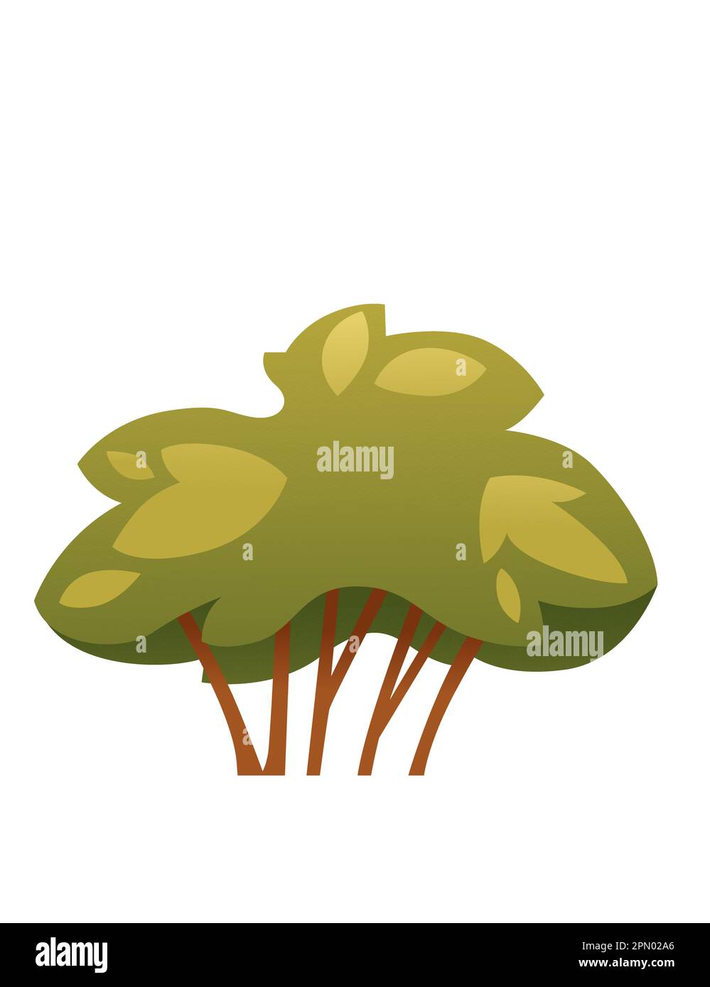 Green stylized bush vector illustration isolated on white background ...
