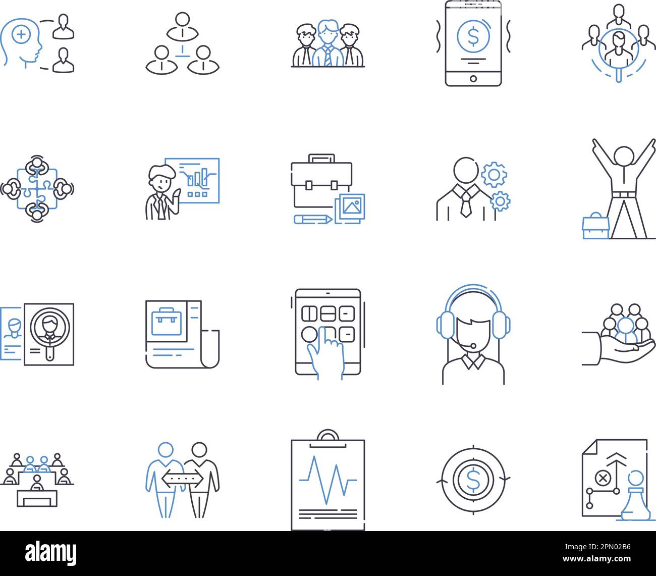 Staff and planning outline icons collection. Staffing, Planning, Organizing, Scheduling, Hiring ...