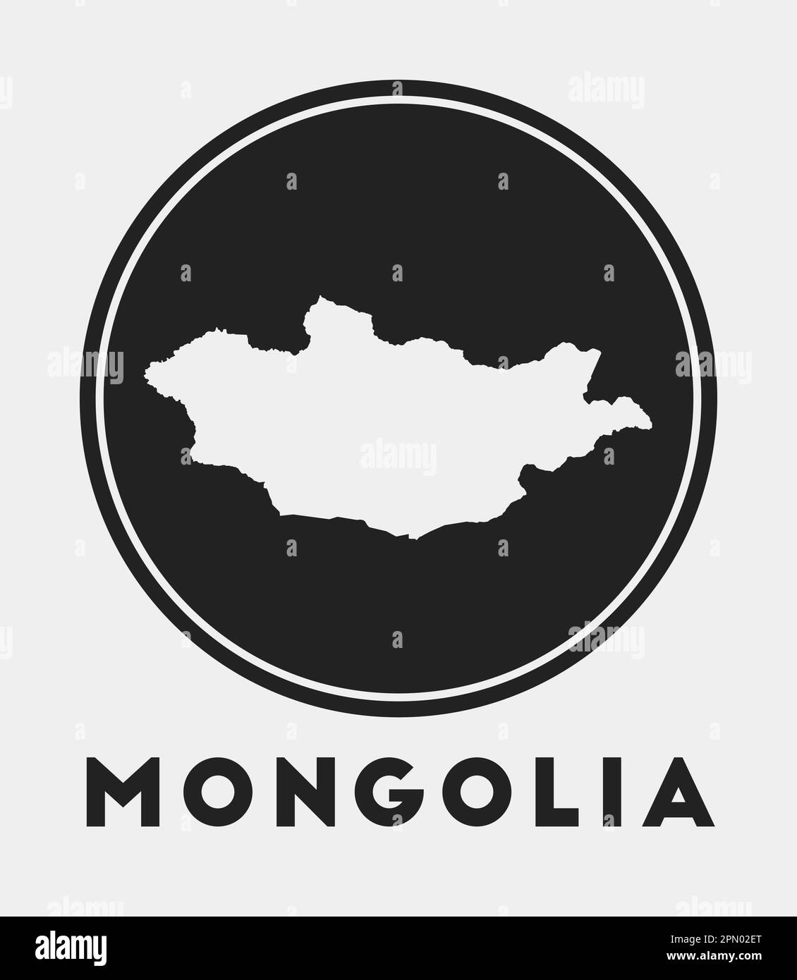 Mongolia icon. Round logo with country map and title. Stylish Mongolia ...