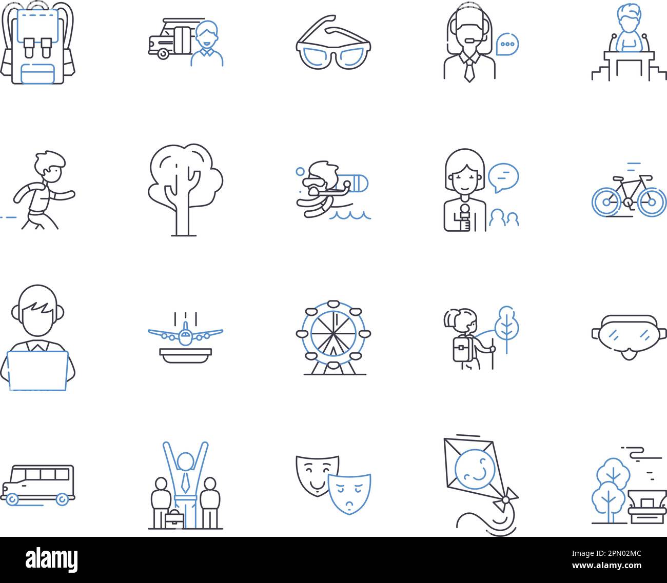 Leisure and holidays outline icons collection. Tourism, Vacation ...