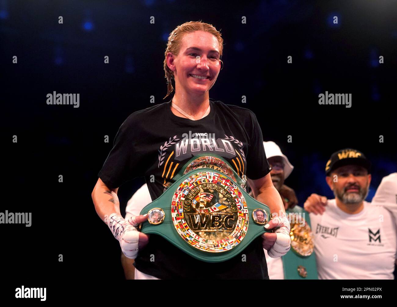 Mikaela Mayer celebrates after beating Lucy Wildheart to win their WBC ...