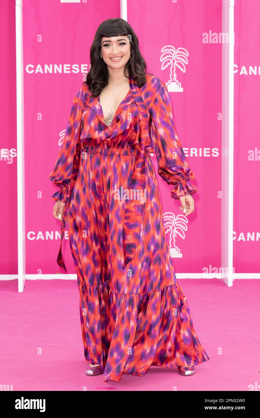 Cannes, France. 15th Apr, 2023. Shirine Boutella poses on the pink ...