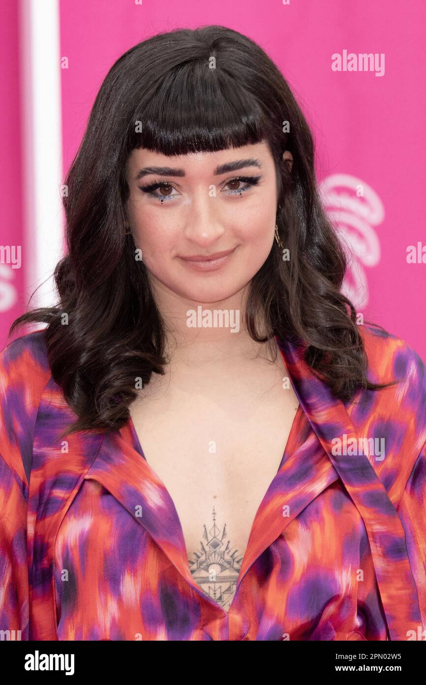 Cannes, France. 15th Apr, 2023. Shirine Boutella poses on the pink ...