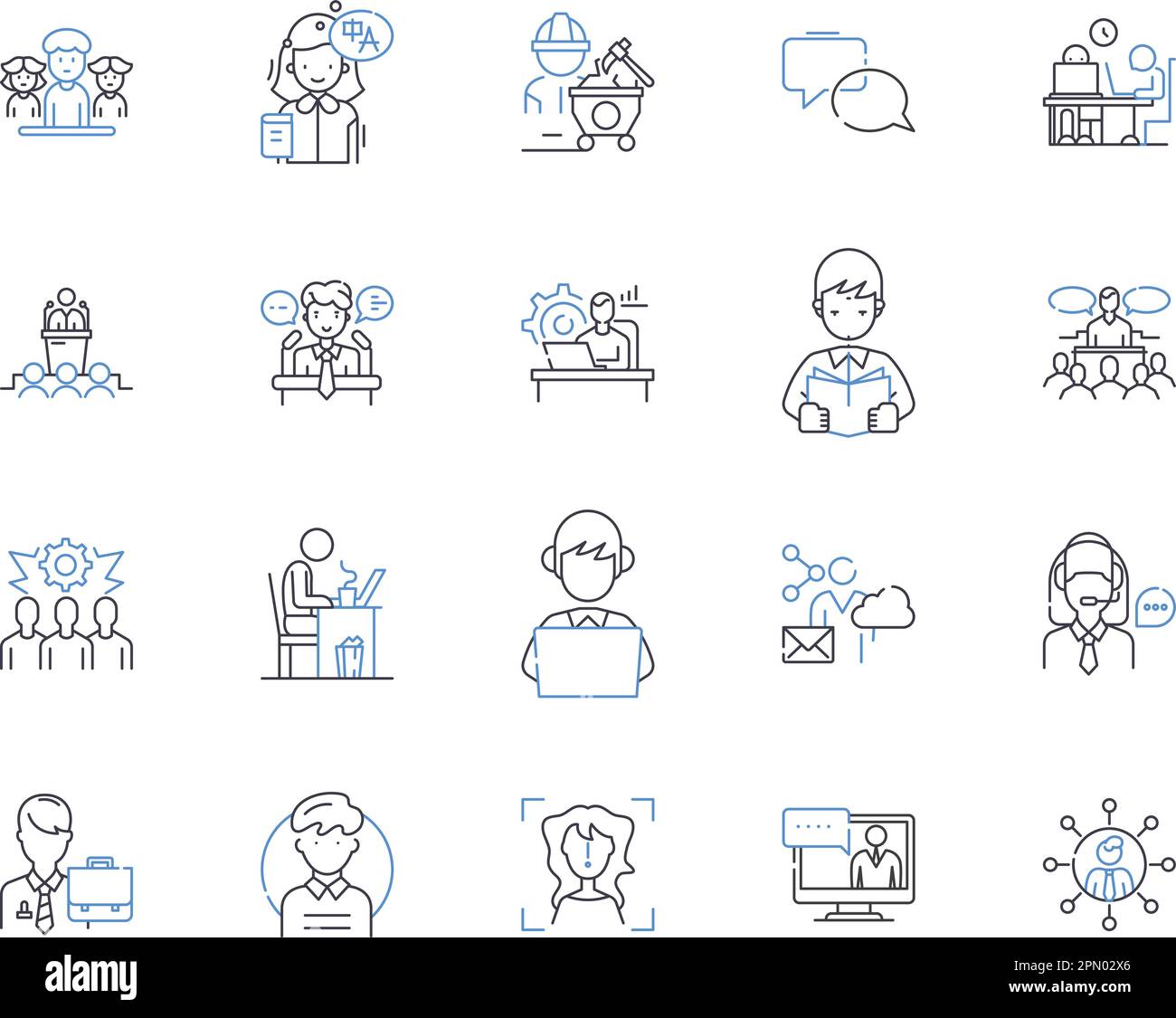Empoyee work outline icons collection. Employee, Work, Labor, Task, Performance, Compensation ...