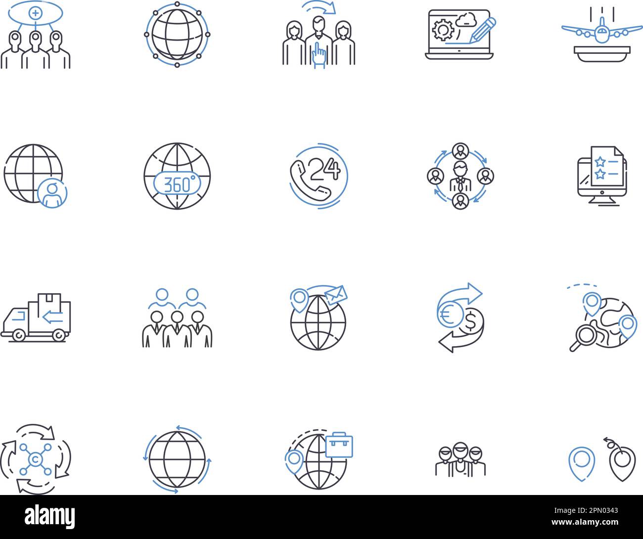 International business outline icons collection. Global, Trade, Export ...