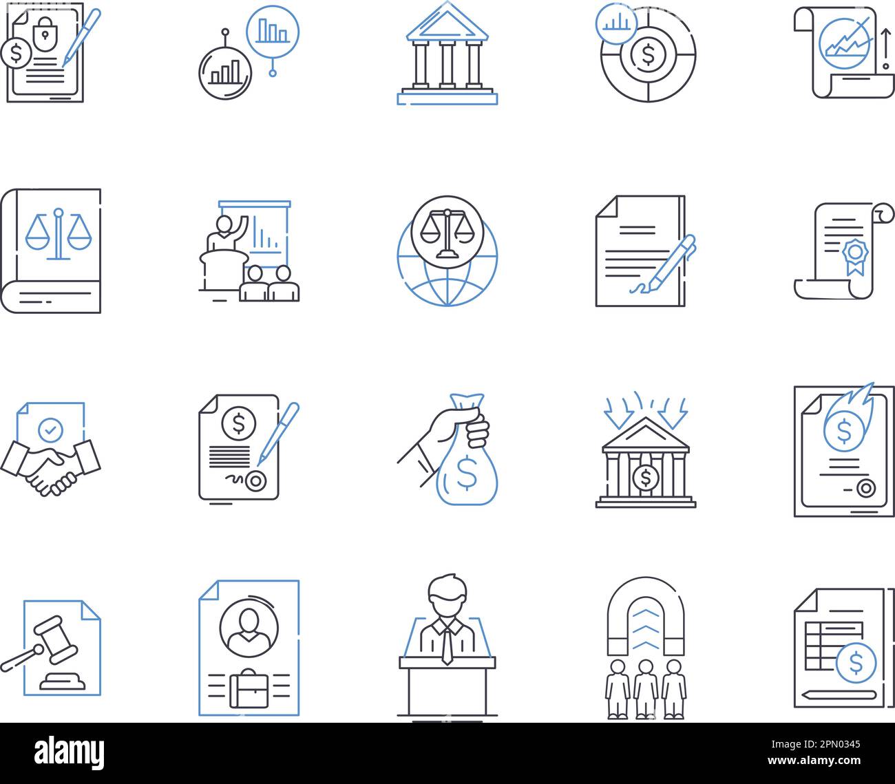 Legal management outline icons collection. Law, Management, Litigation ...