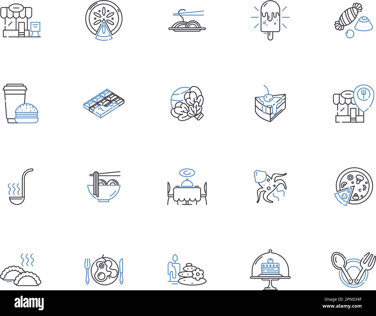Eating outline icons collection. Devour, Munch, Nibble, Chew, Digesting ...