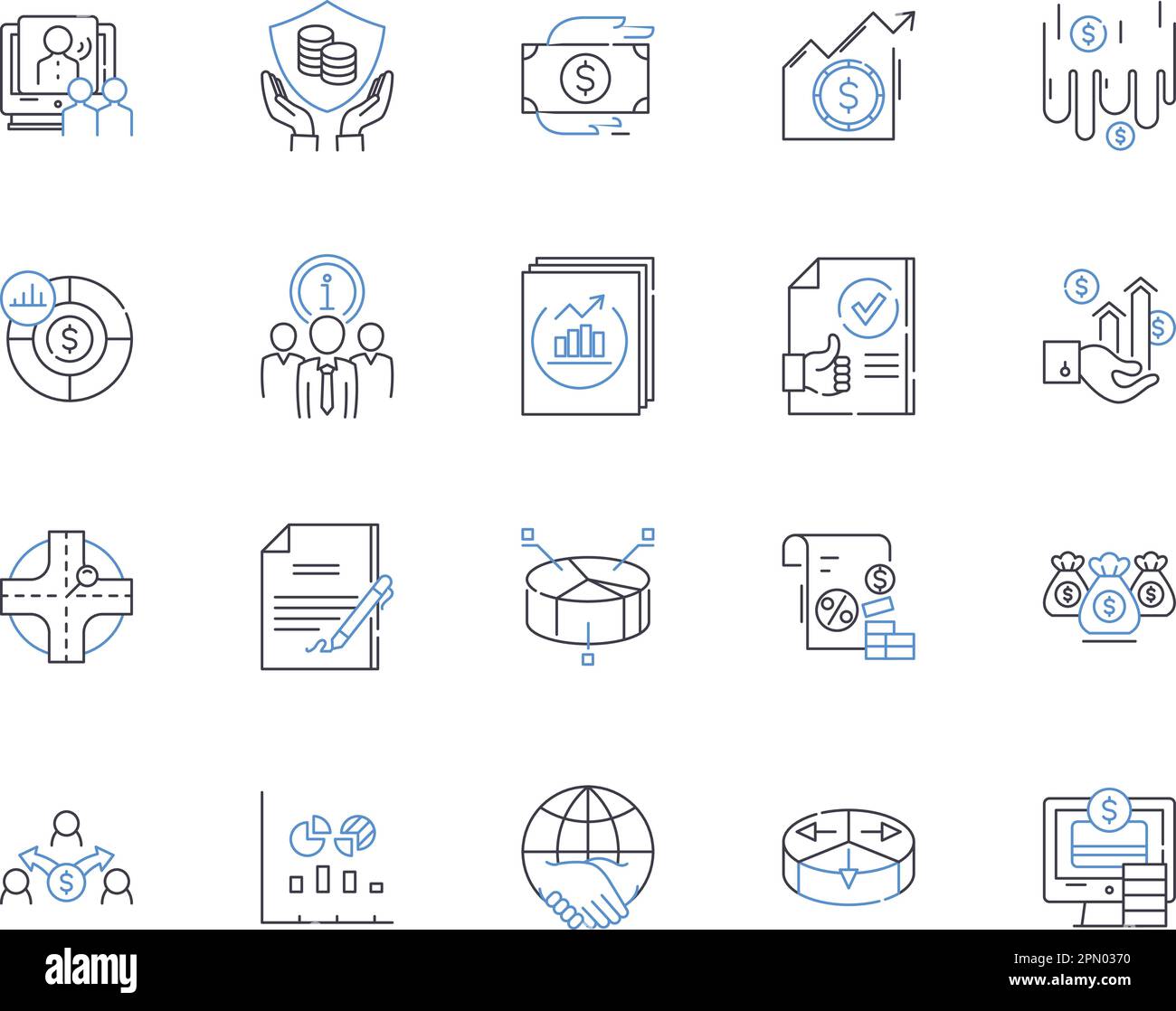 financial plan and control outline icons collection. Financial ...