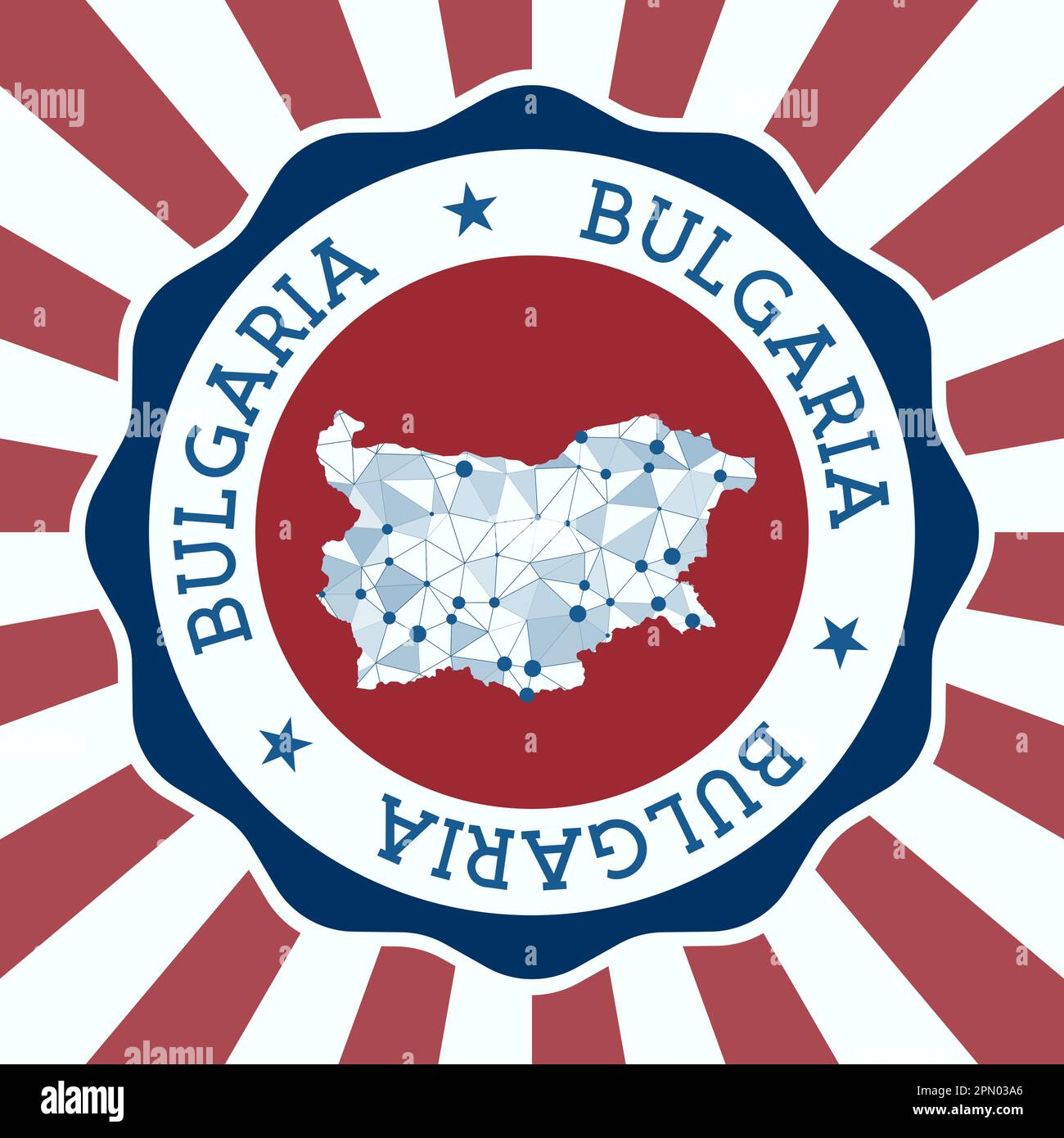 Bulgaria Badge. Round logo of country with triangular mesh map and ...