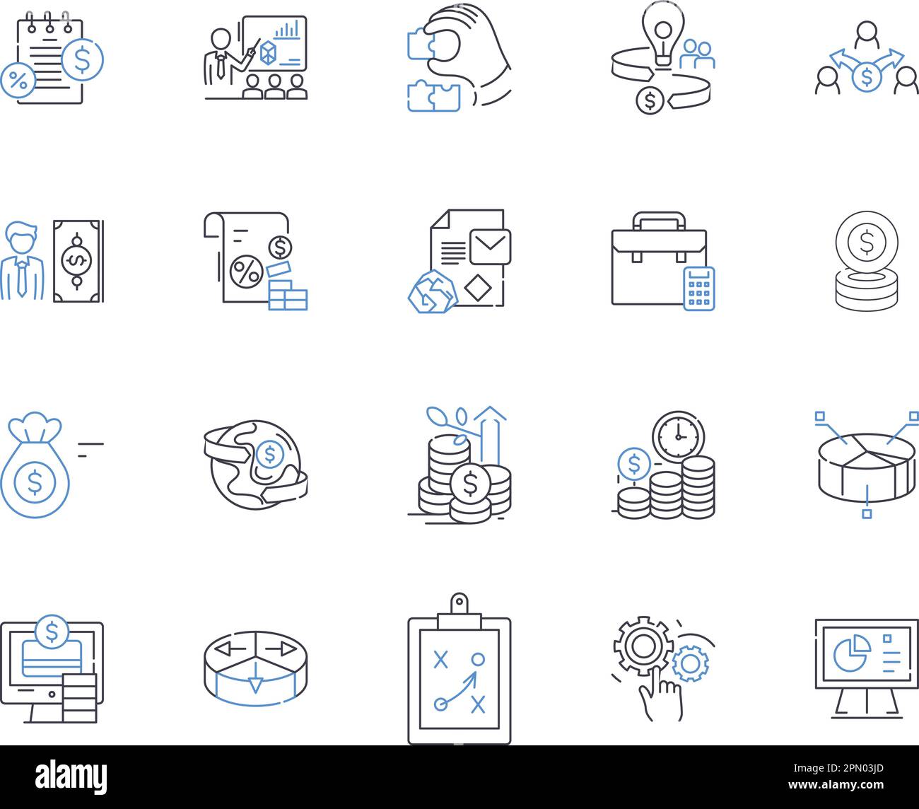 Financial advising outline icons collection. Financial, Advising ...