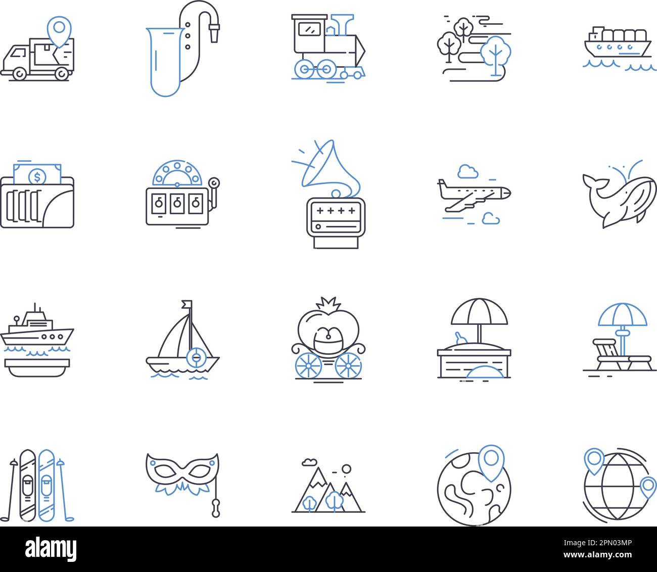 Travel and holidays outline icons collection. Holiday, Travel, Vacation ...