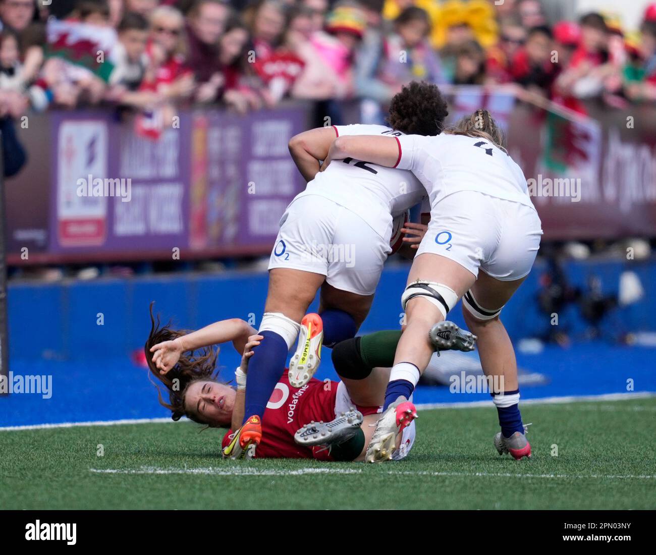 Cardiff,UK, 15 Apr 2023 Tatanya Heard (England) (L) Zoe Aldcroft ...