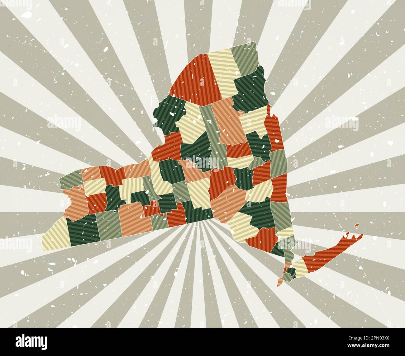 New York vintage map. Grunge poster with map of the US state in retro ...