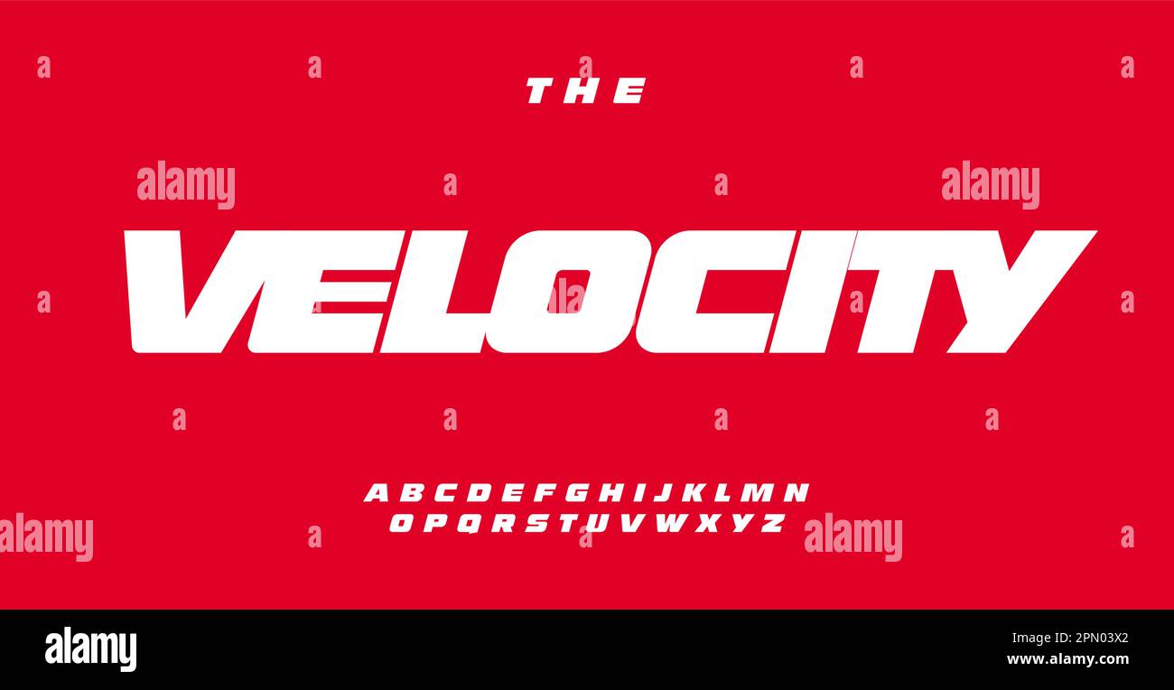 Sport alphabet, wide bold italic sans serif letters, modern bicycle ...