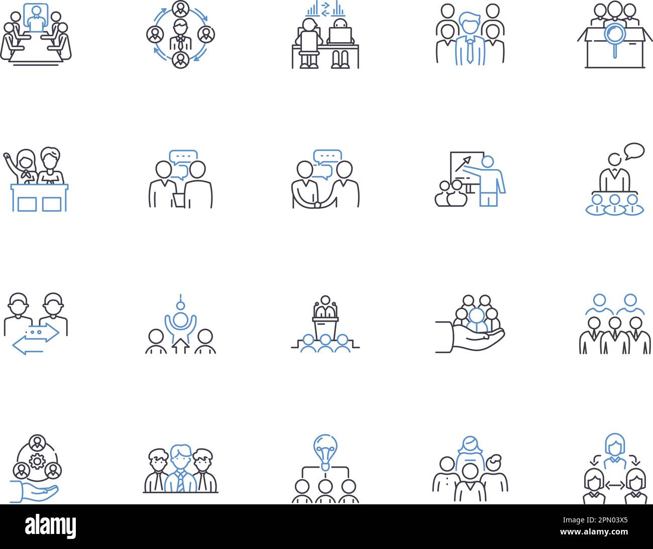 Teamwork outline icons collection. Cooperation, Collaboration, Shared ...