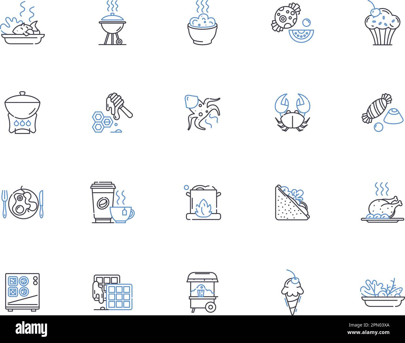 Gastronomy outline icons collection. Cuisine, Cookery, Food, Dishes ...