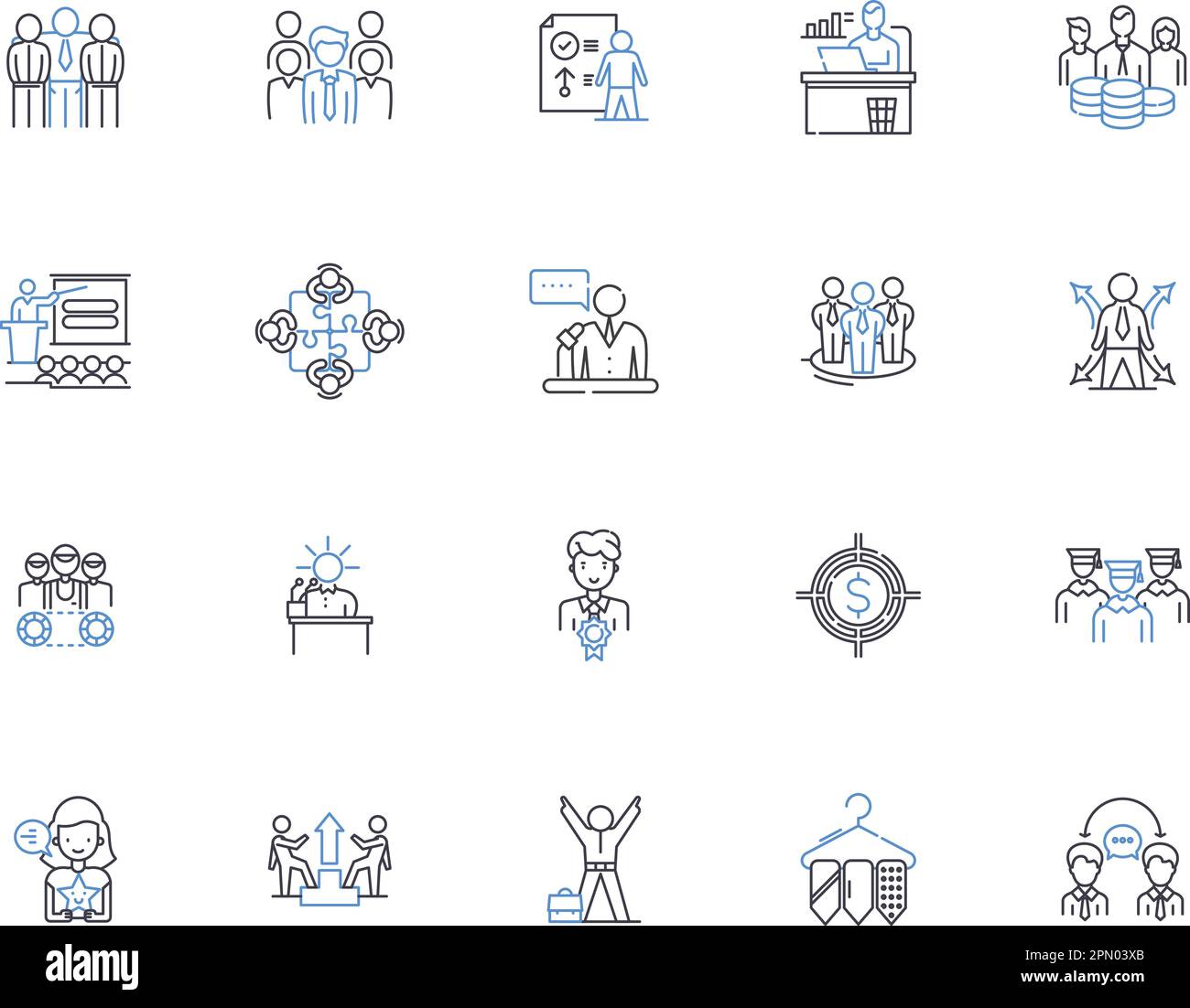 Administration outline icons collection. Management, Leadership, Oversight, Governance ...