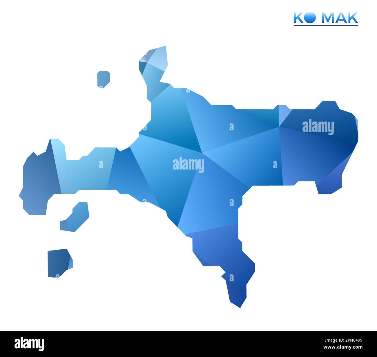 Vector polygonal Ko Mak map. Vibrant geometric island in low poly style. Captivating ...