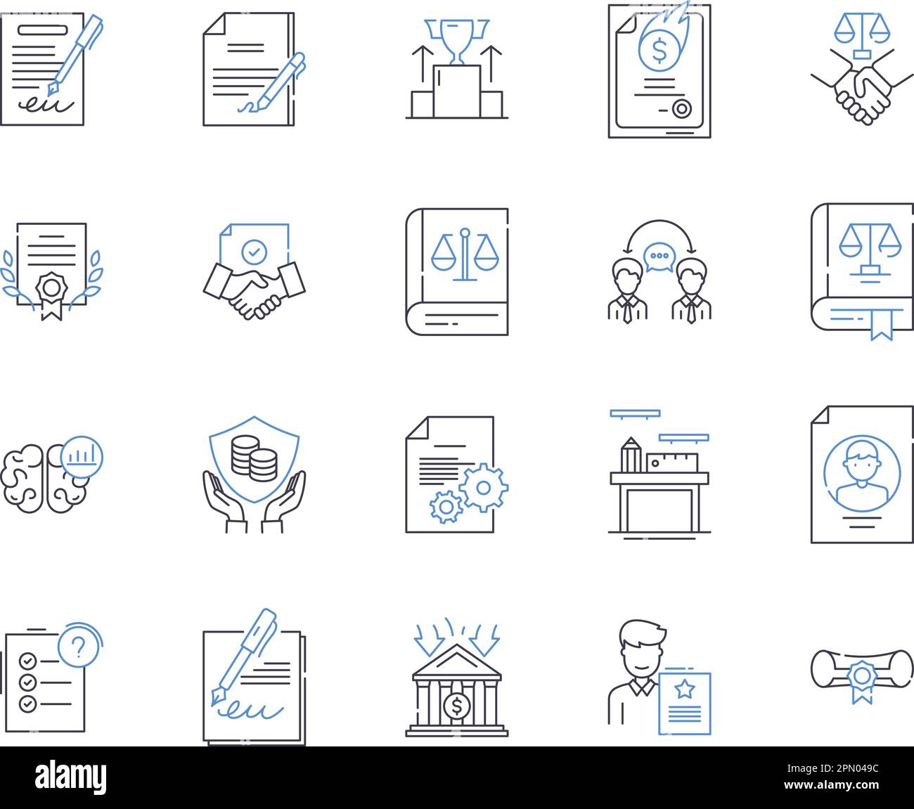 Law outline icons collection. Lawyer, Attorney, Judgement, Regulations ...
