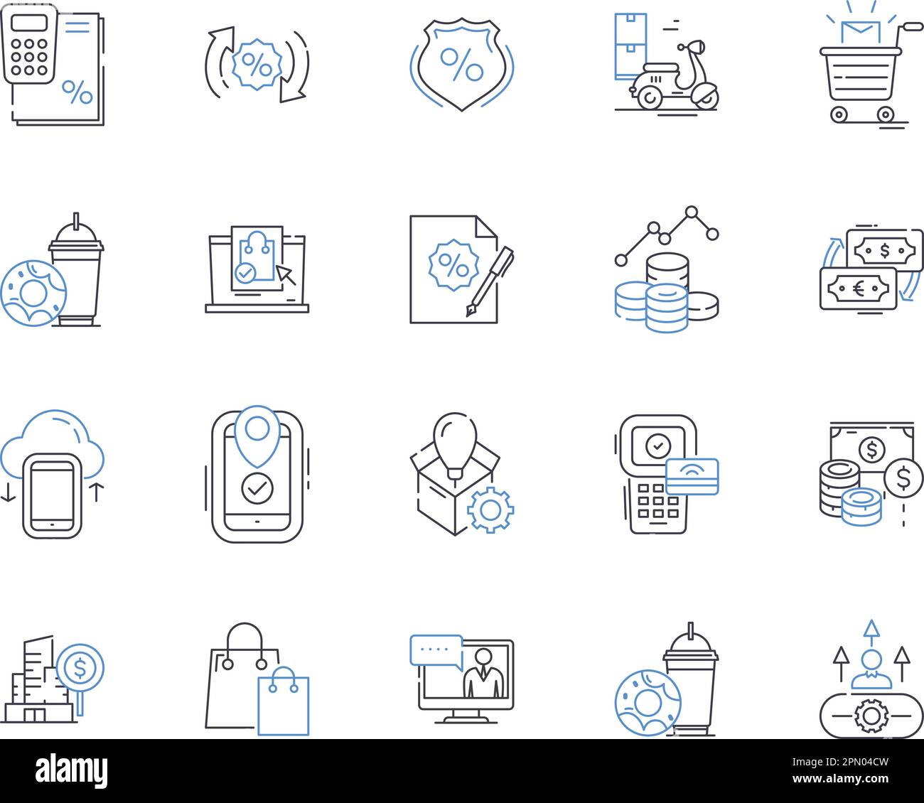 Market income outline icons collection. Income, Market, Earnings, Wages ...