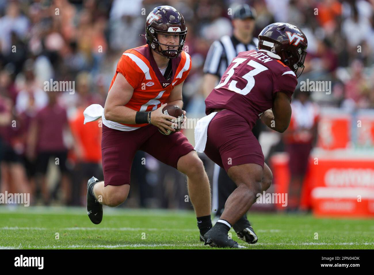 April 15, 2023: Virginia Tech Hokies quarterback Grant Wells (6) keeps ...