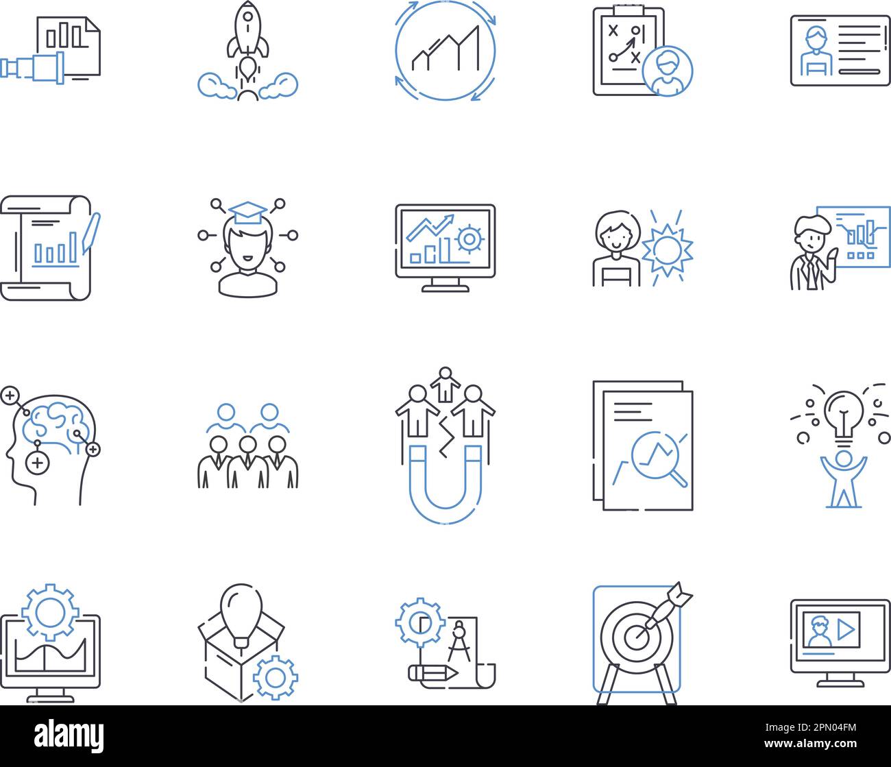 Business strategy outline icons collection. Management, Planning ...
