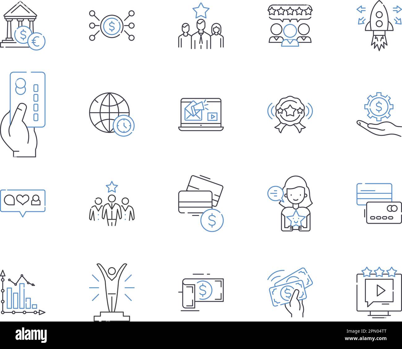 Financial achievment outline icons collection. Wealth, Prosperity ...