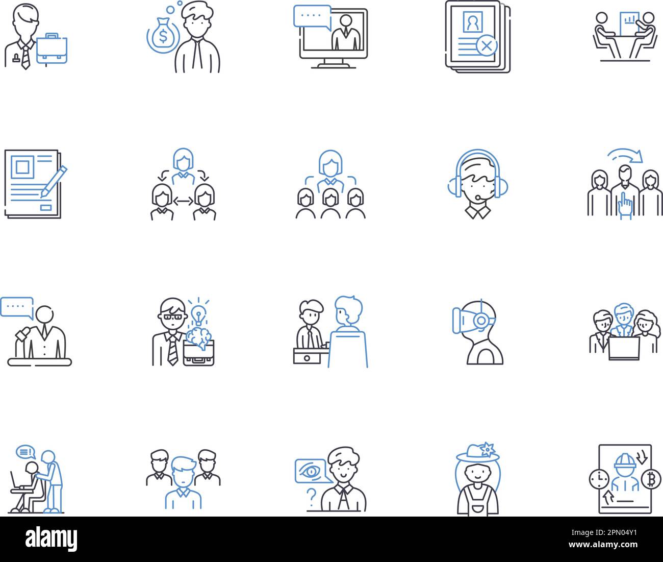 Job searching outline icons collection. Job hunting, Recruiting ...