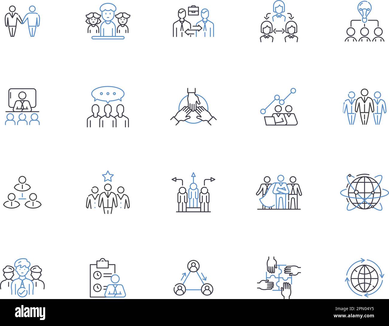 Partnership outline icons collection. Collaboration, Association, Union ...