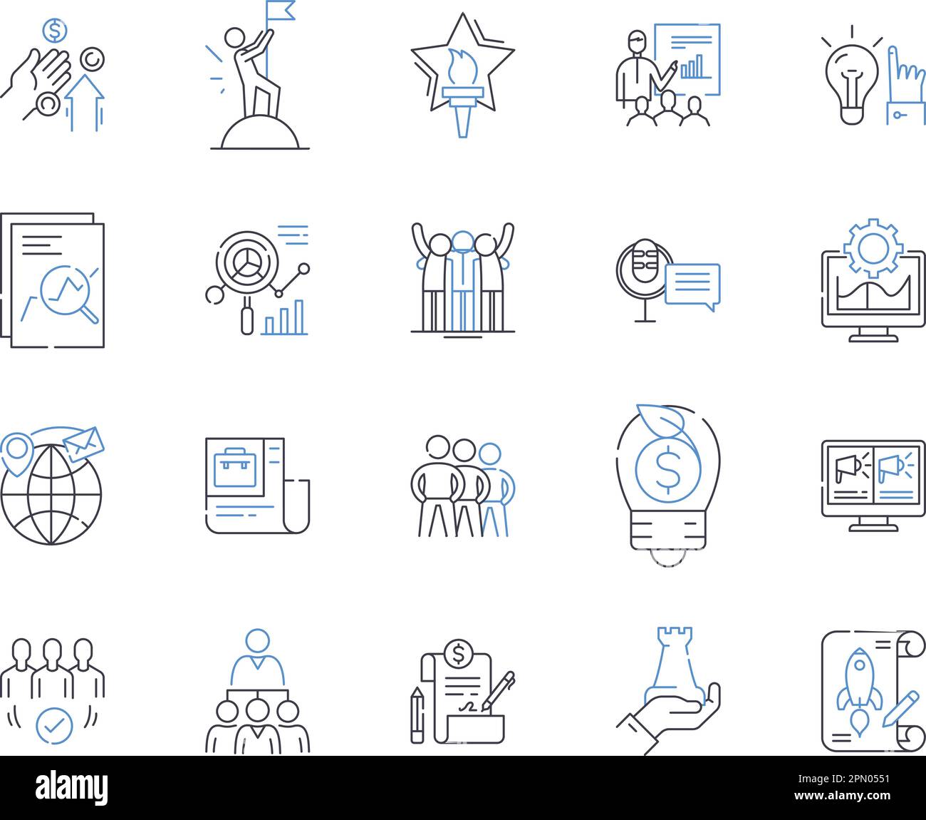 Business metrics outline icons collection. Revenue, Profit, Cost ...