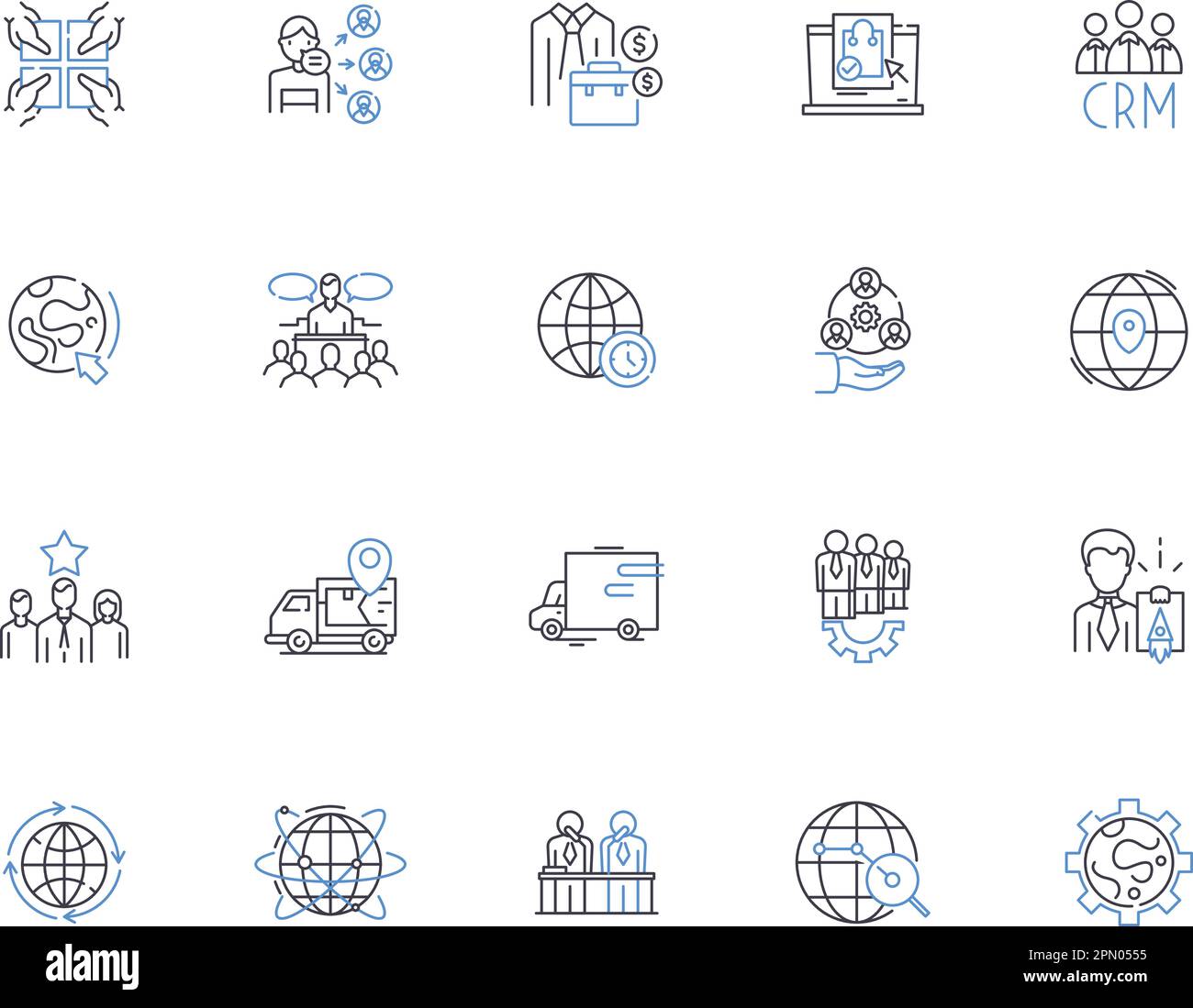 International business outline icons collection. Global, Trade, Export ...