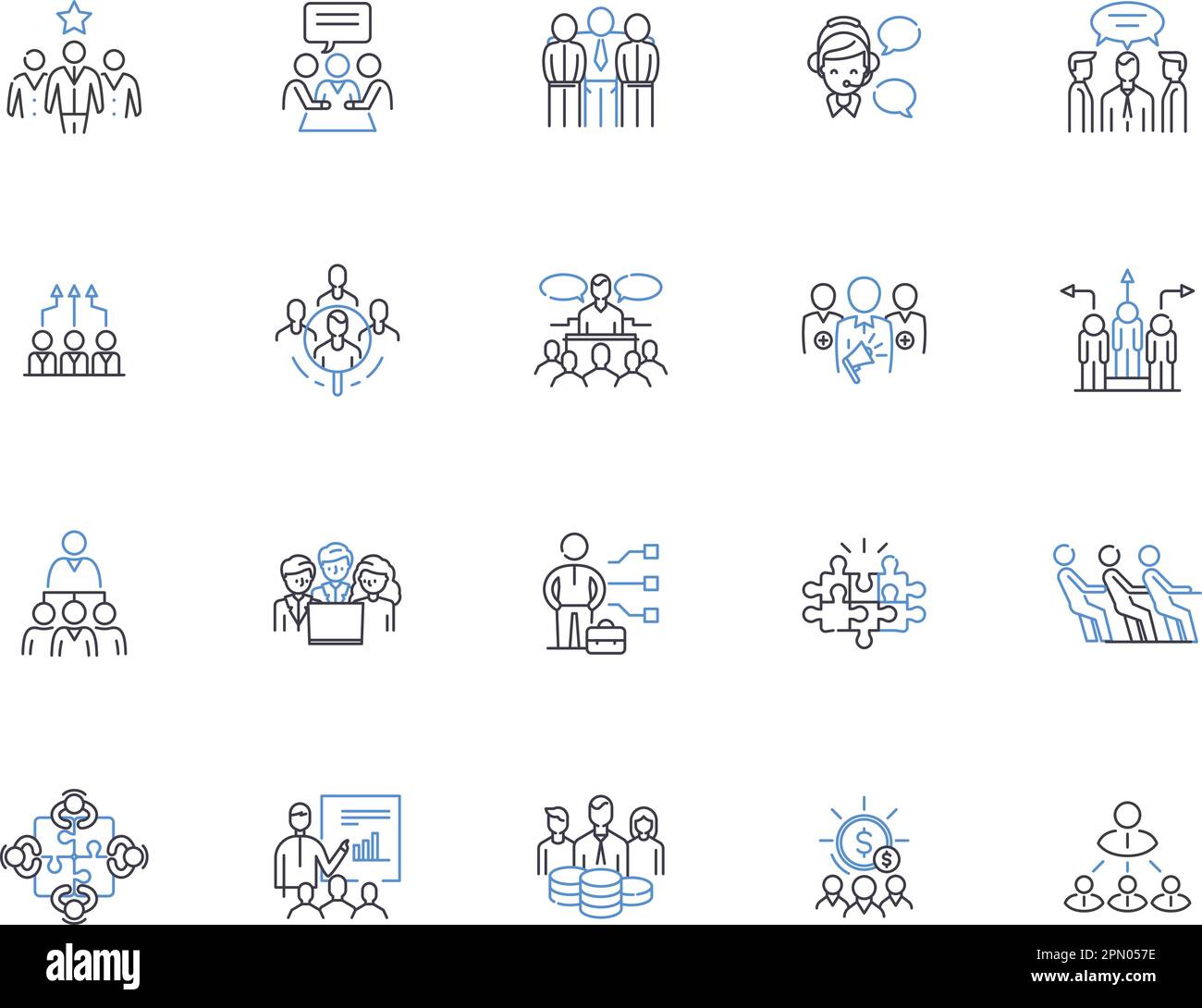 Teamwork outline icons collection. Cooperation, Collaboration, Shared ...