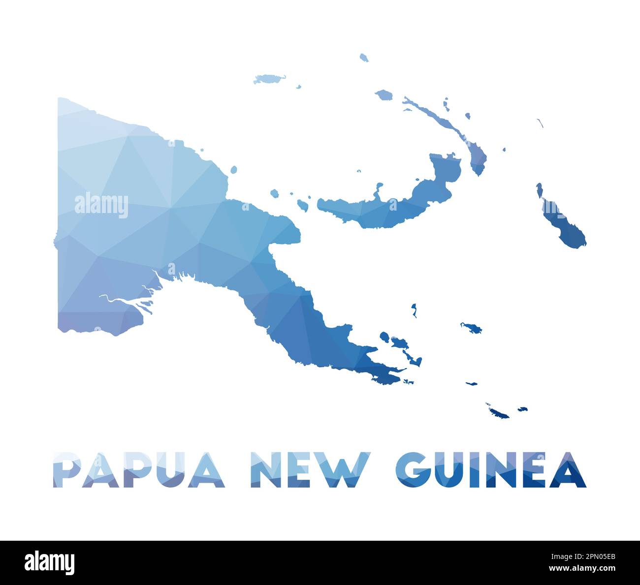 Low poly map of Papua New Guinea. Geometric illustration of the country ...