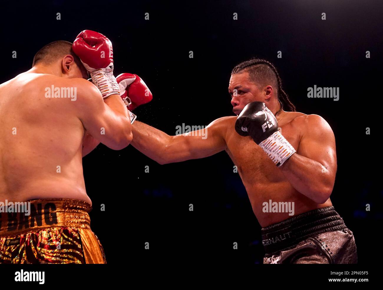 Joe Joyce (right) in action against Zhilei Zhang during their WBO ...