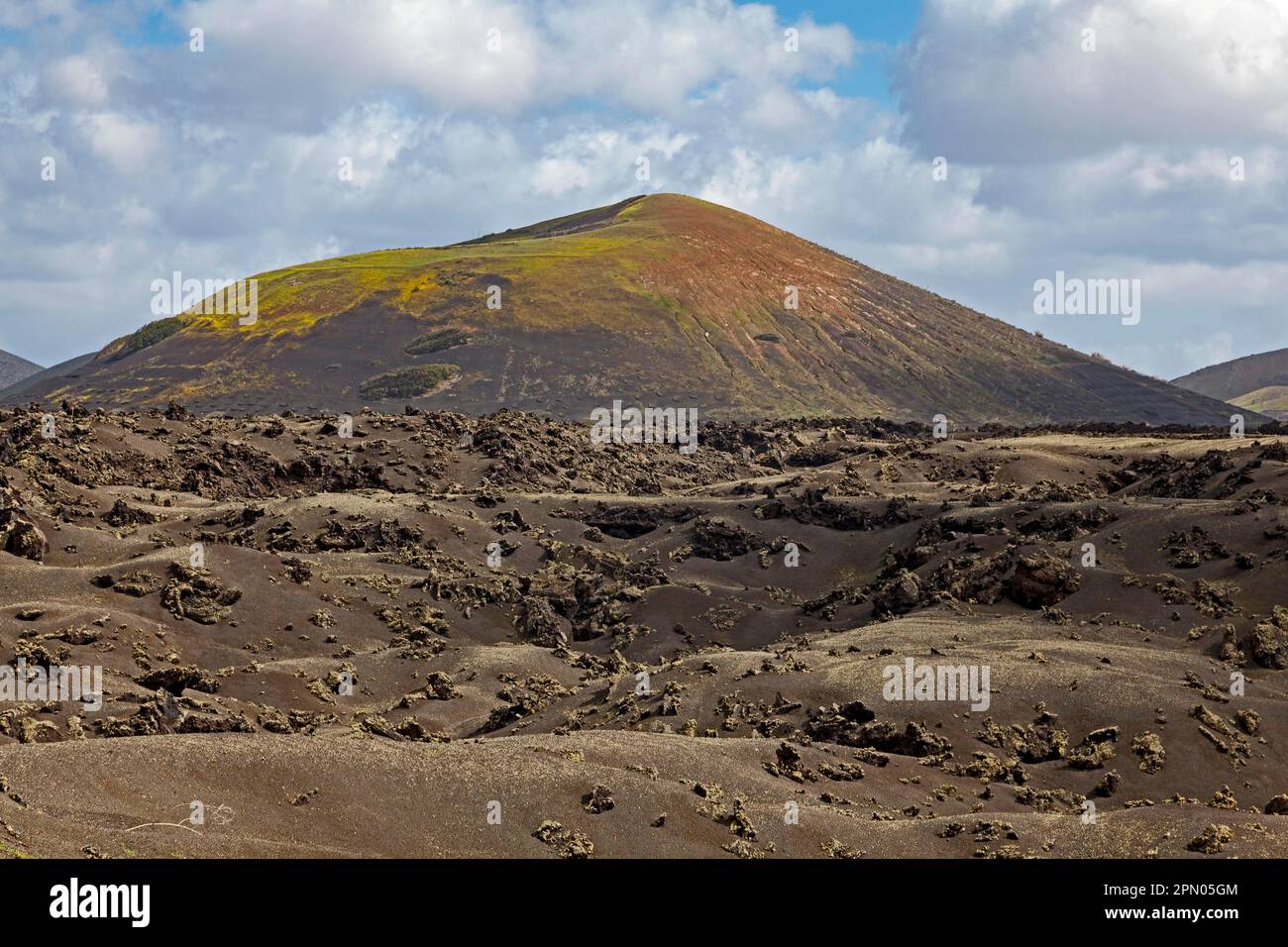 Rocky volcanic landscape, Montana Bermeja, Los Volcanes nature park ...